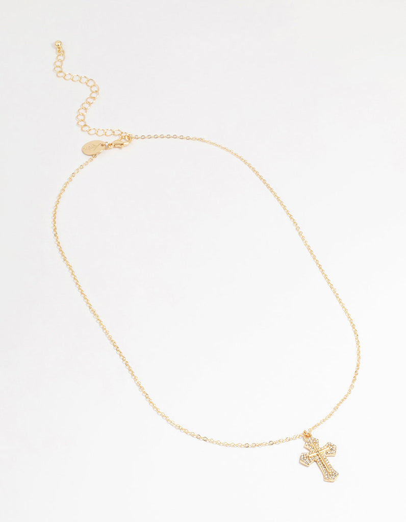 Gold Gothic Cross Pendant Necklace - Lovisa