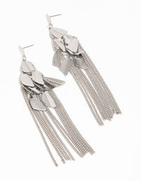 Silver Petal Box Chain Waterfall Drop Earrings - Lovisa