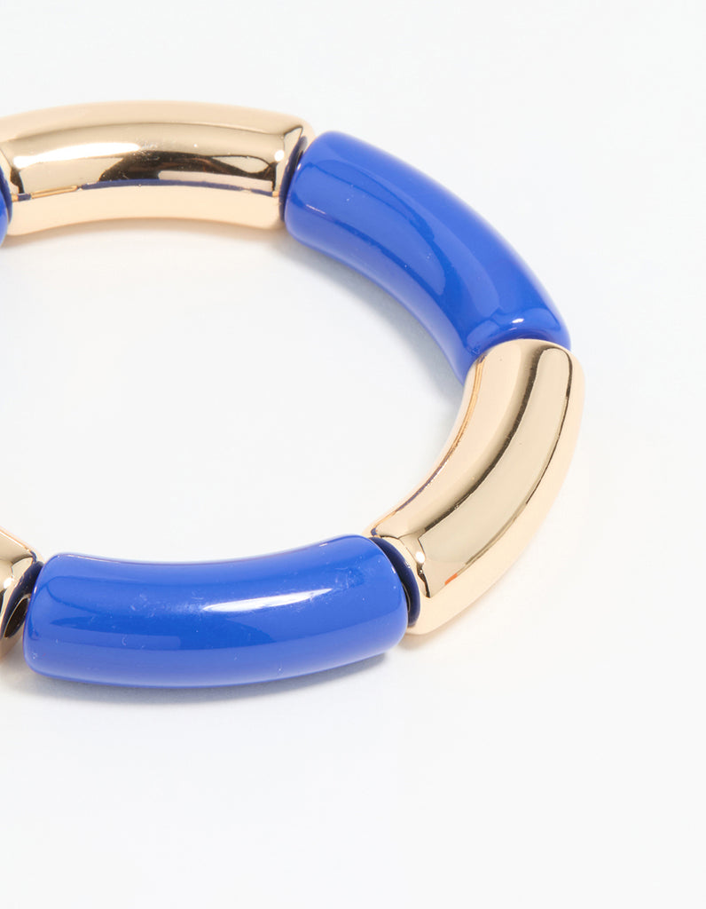 Gold Blue Acrylic Stretch Bangles 2-Pack - Lovisa