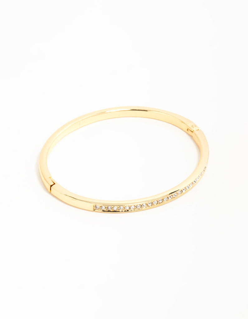Gold Diamante Hinged Bangle - Lovisa