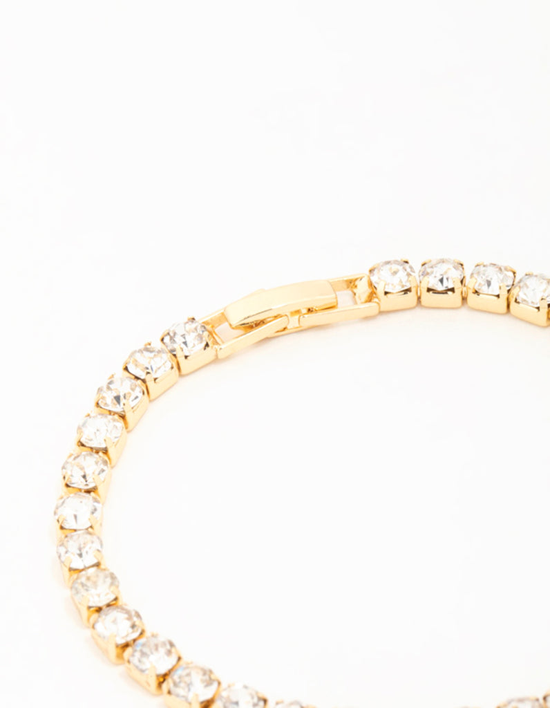 Gold Diamante Medium Tennis Bracelet Lovisa