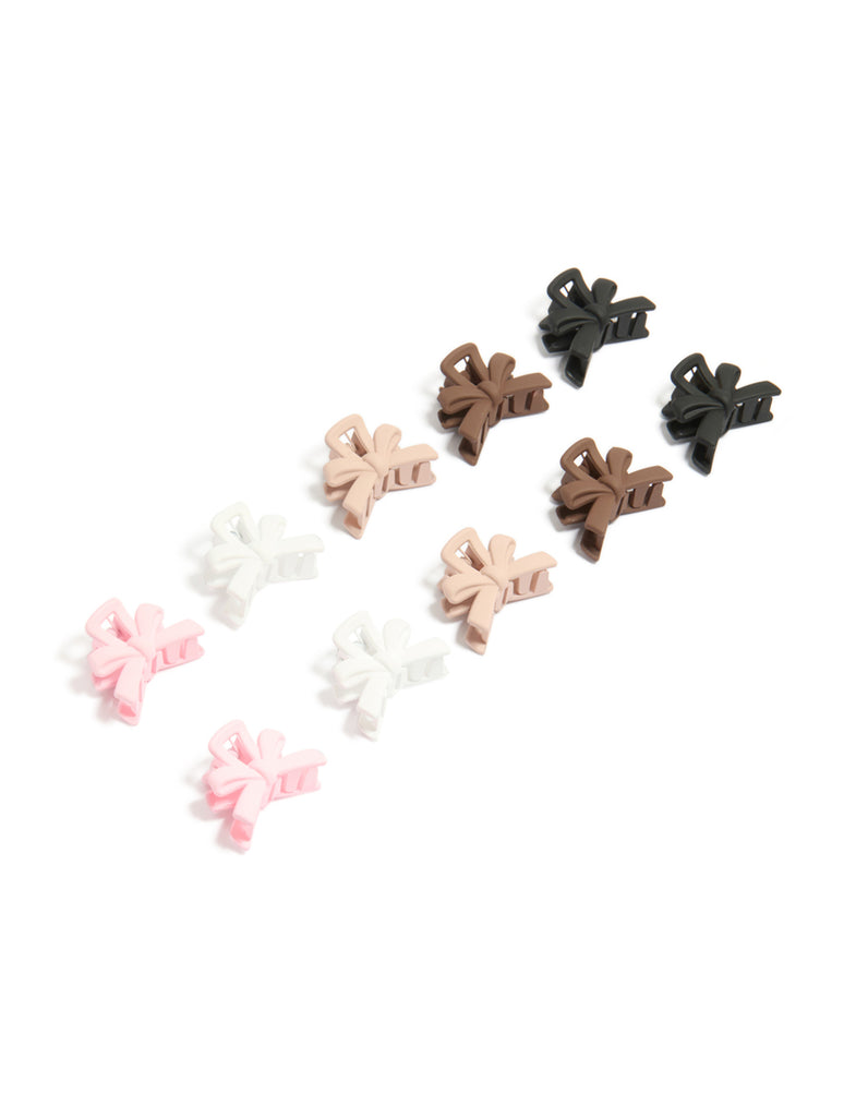 Matte Neutral Min Bow Claw Clips 10-Pack - Lovisa