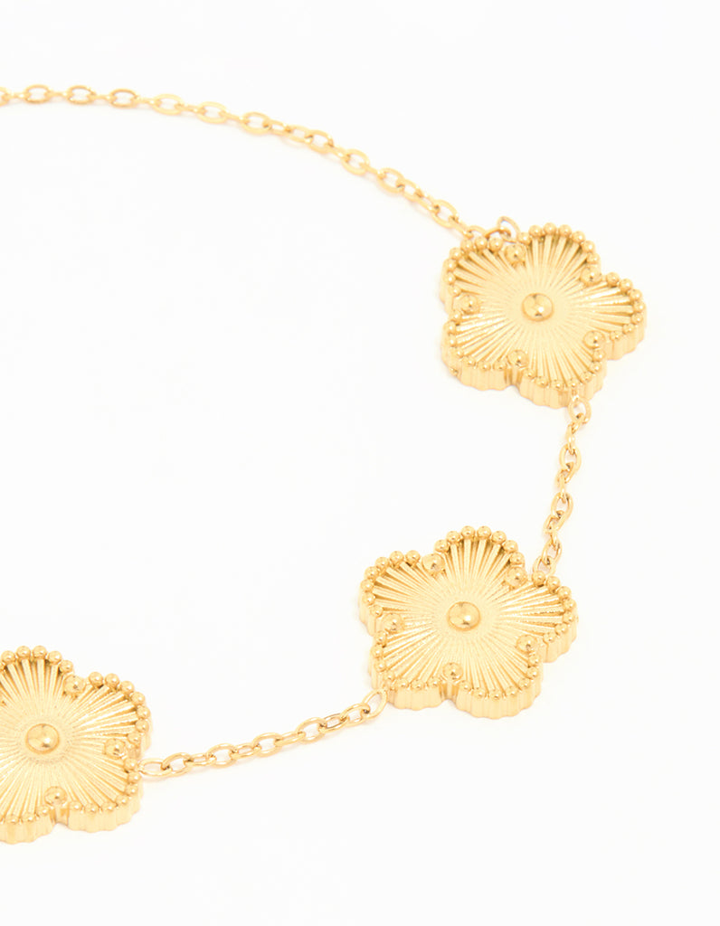 Gold Plated Stainless Steel Flower Bracelet - Lovisa