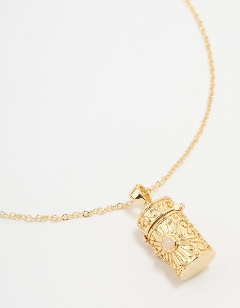 Gold Plated Barrel Pendant Necklace - Lovisa
