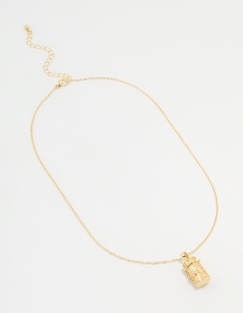 Gold Plated Barrel Pendant Necklace - Lovisa