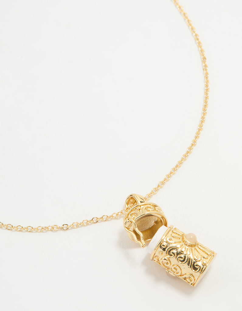 Gold Plated Barrel Pendant Necklace - Lovisa