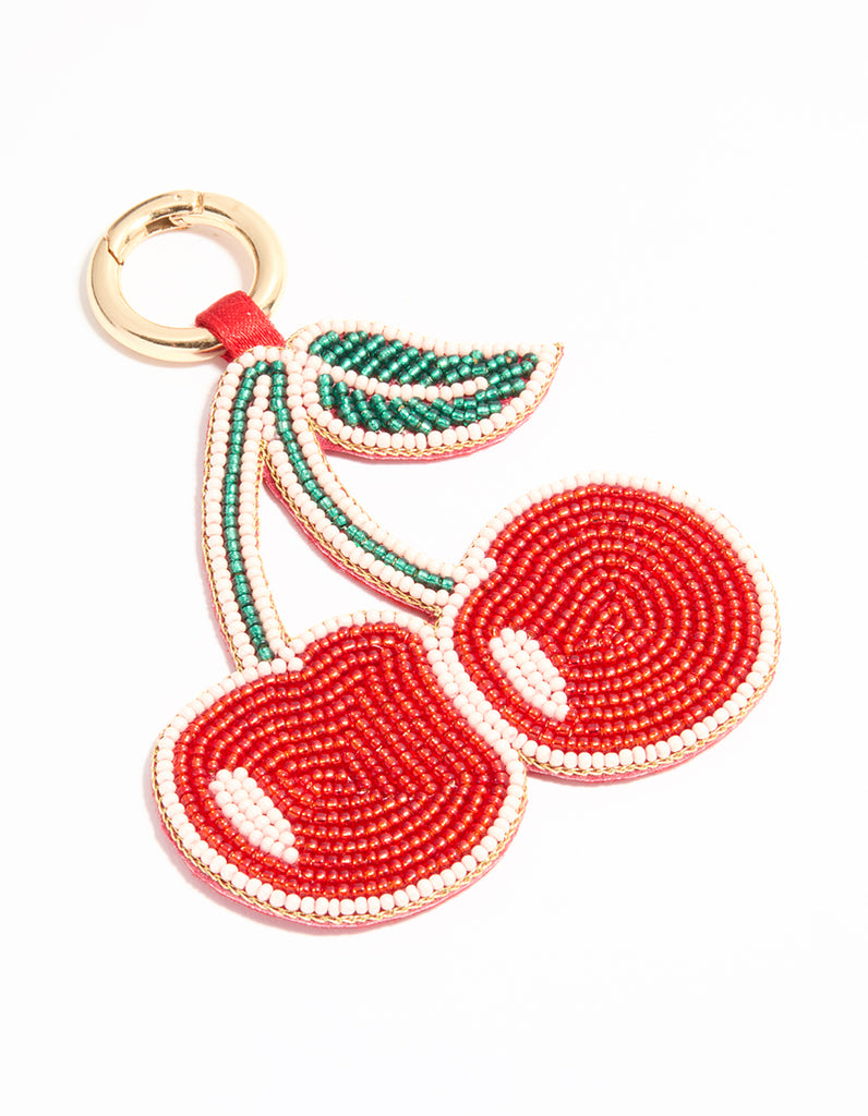 Red Beaded Cherry Outline Keychain - Lovisa