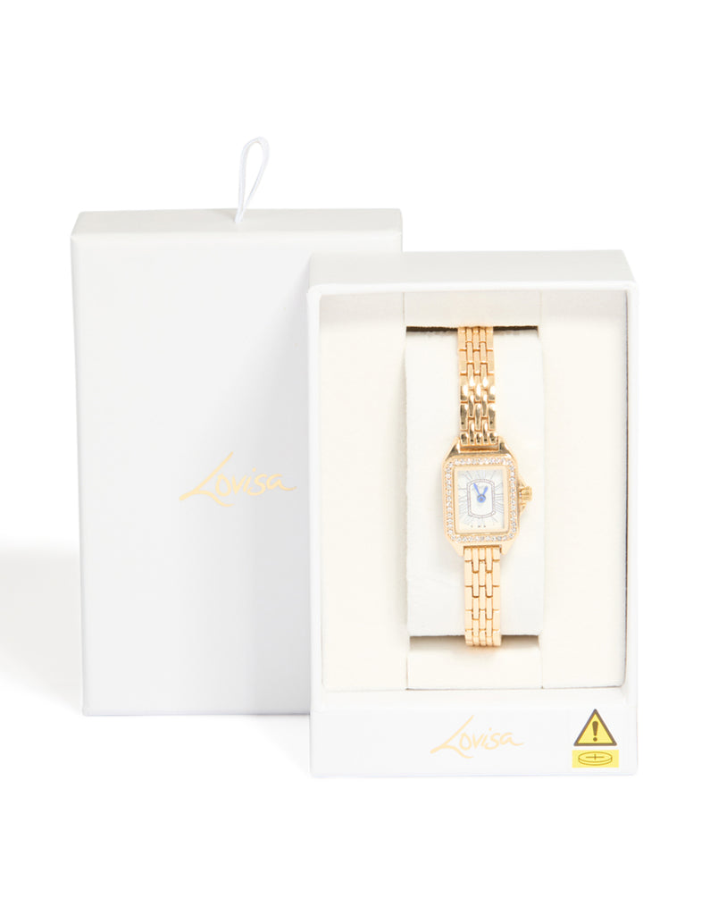 Gold Diamante Mini Rectangular Watch - Lovisa
