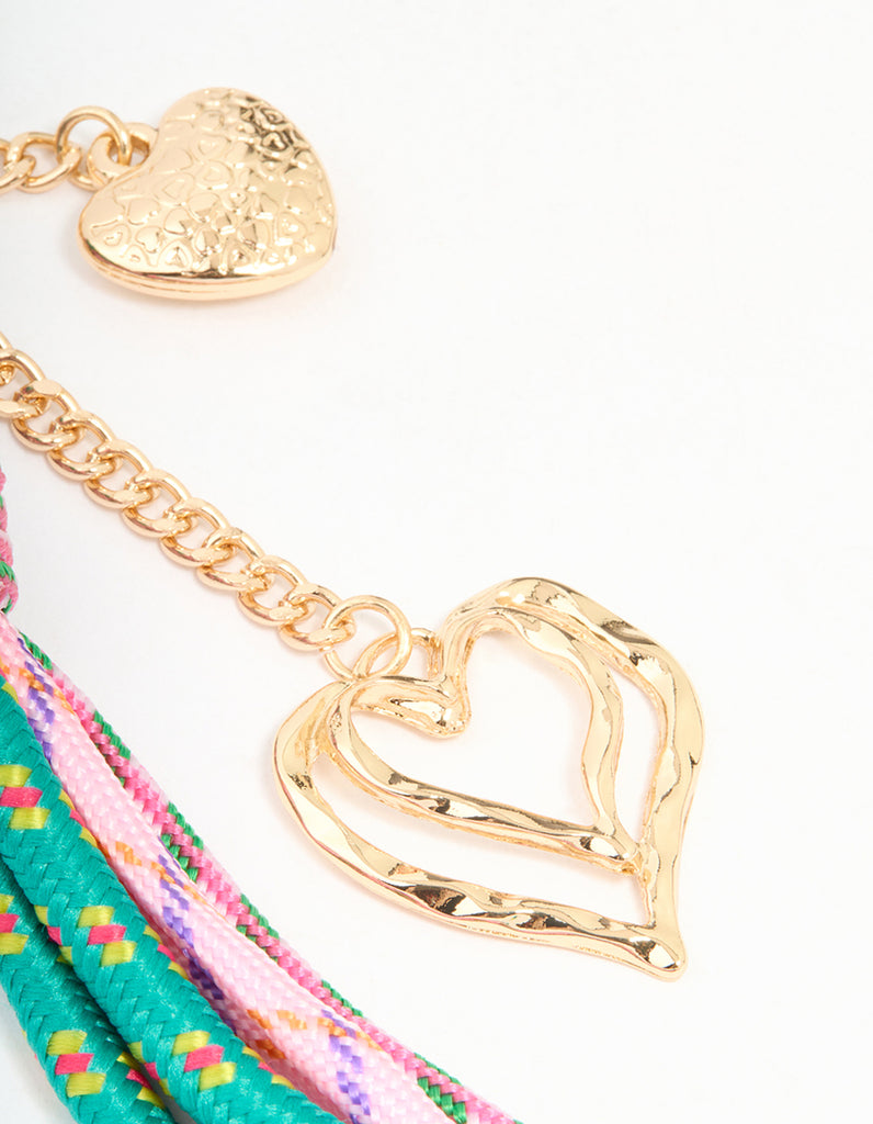 Green & Pink Rope Heart Charm Key Chain - Lovisa