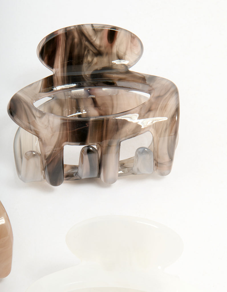 Neutral Acrylic Mini Oval Claw Clips 3-Pack - Lovisa