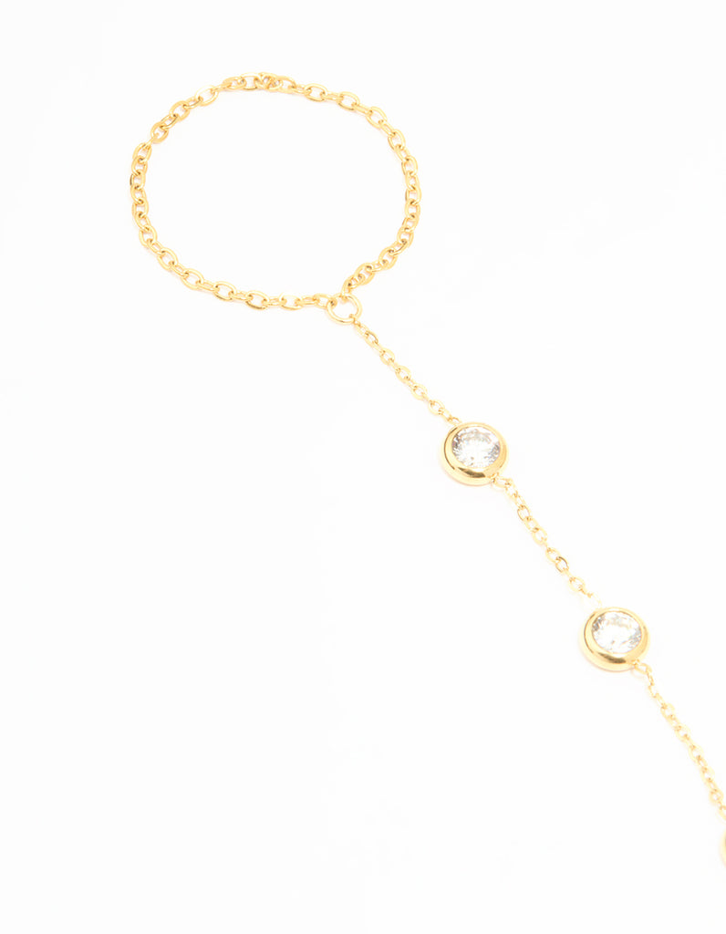 Waterproof Gold Plated Stainless Steel Diamante Bezel Hand Chain - Lovisa