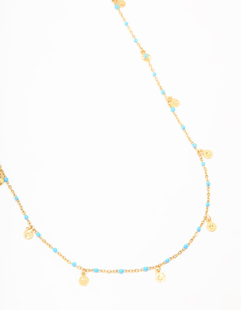 Waterproof Gold Plated Stainless Steel Blue Beaded Dainty Waist Chain ...