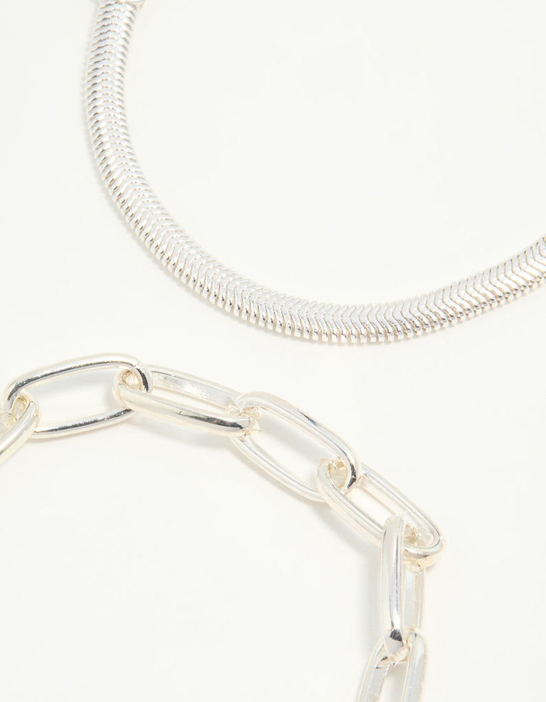 Silver Mixed Chains Bracelet 3-Pack - Lovisa