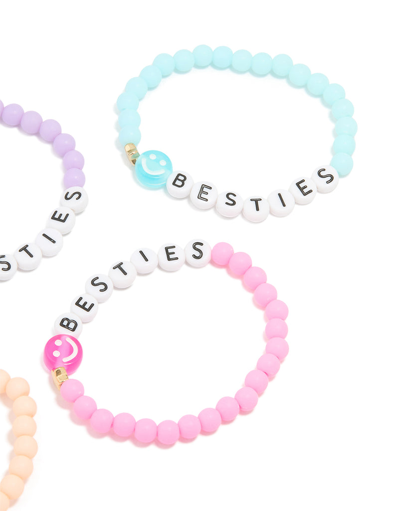 Kids Beaded Smiley Besties Bracelets 5-Pack - Lovisa