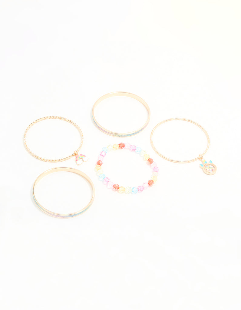 Kids Gold Bangles 5-Pack - Lovisa