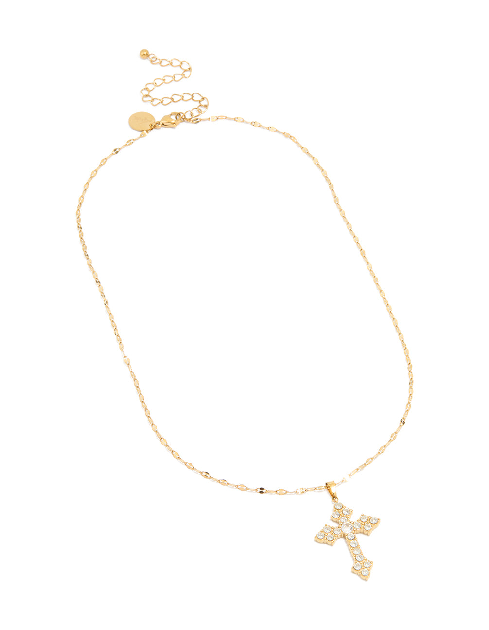 Waterproof Gold Plated Stainless Steel Cubic Zirconia Gothic Cross Fin ...