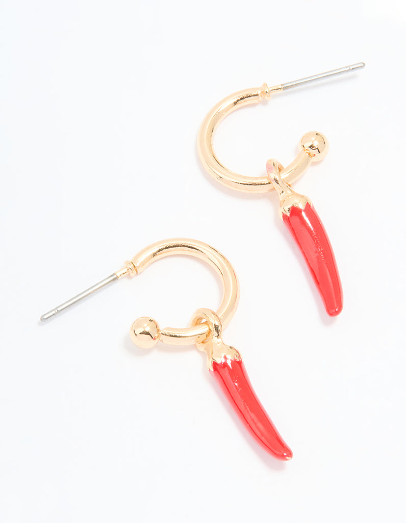 Gold Chilli Huggie Earrings - Lovisa