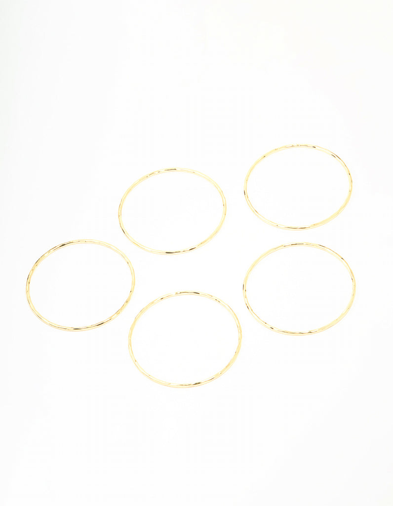 Gold Plated Textured Bangles 5-Pack - Lovisa