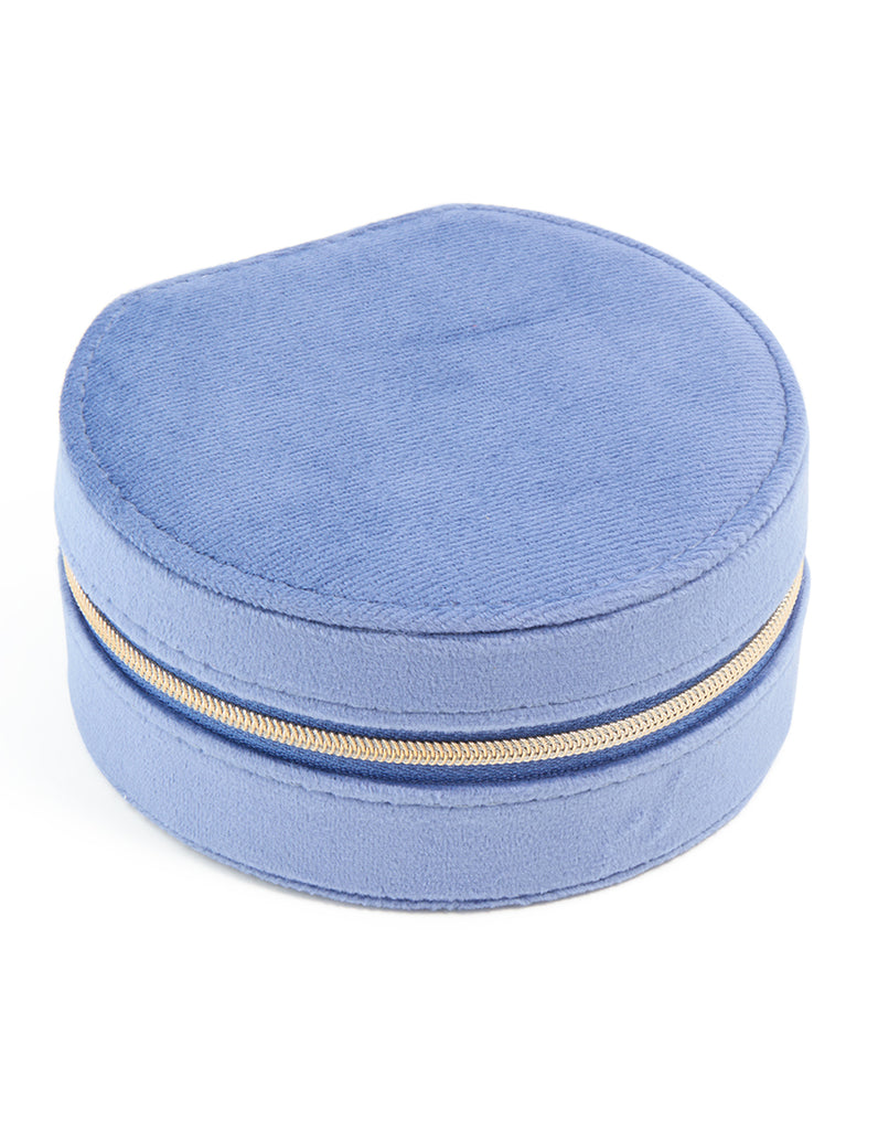 Blue Velvet Fabric Round Jewellery Box - Lovisa