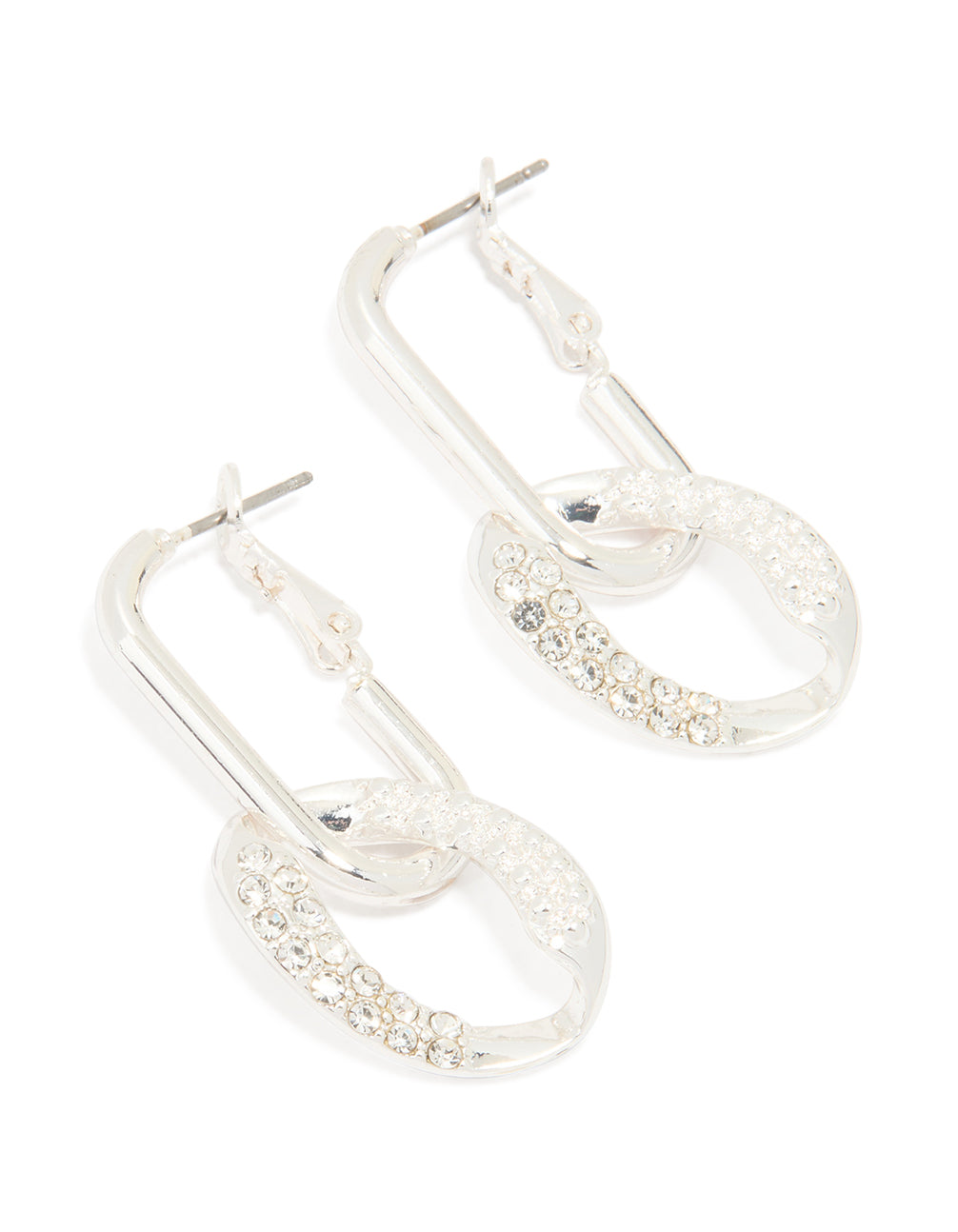 Silver Diamante Loop Drop Earrings - Lovisa