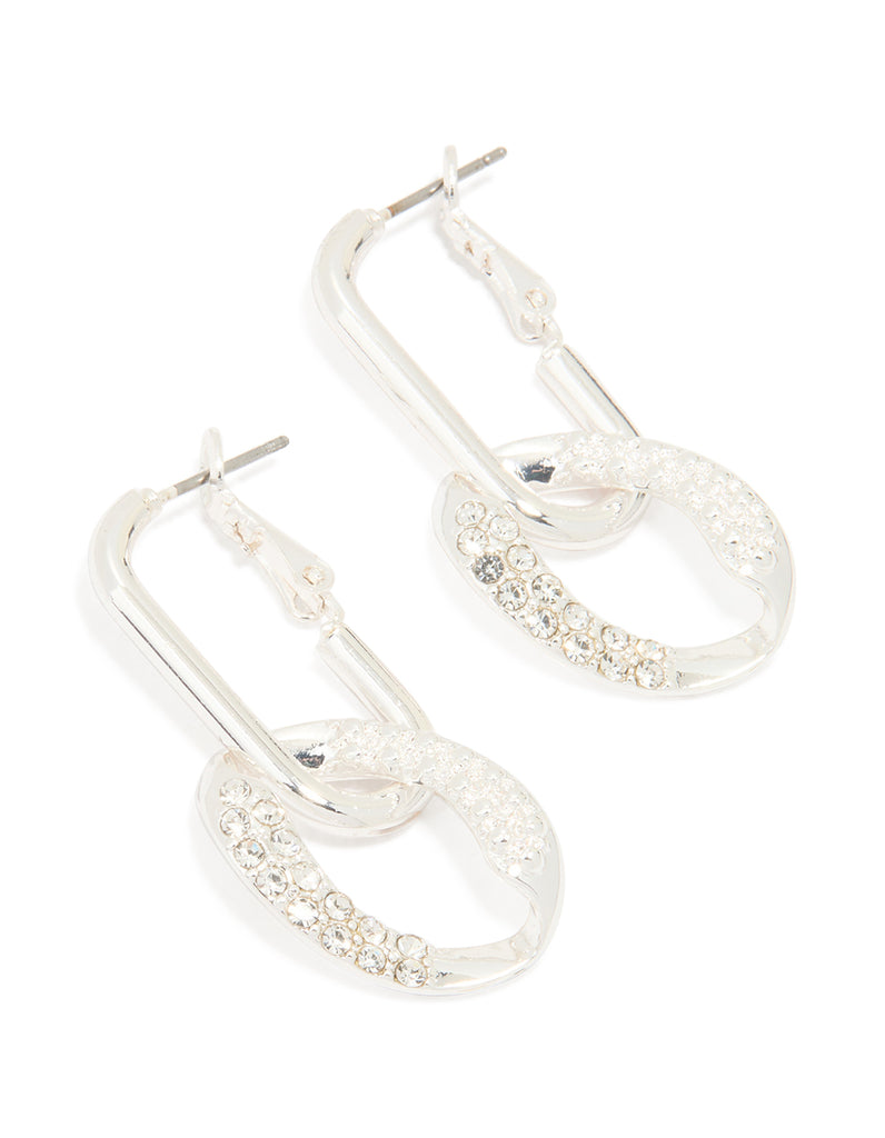 Silver Diamante Loop Drop Earrings - Lovisa