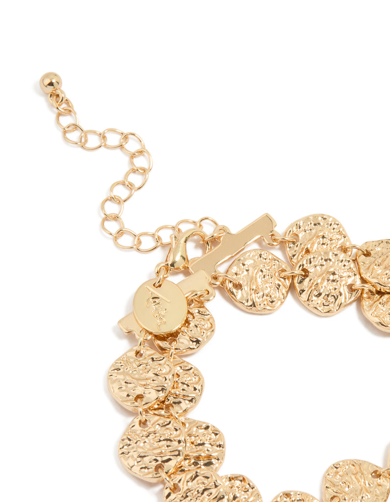 Gold Hammered Disc Layered Bracelet - Lovisa