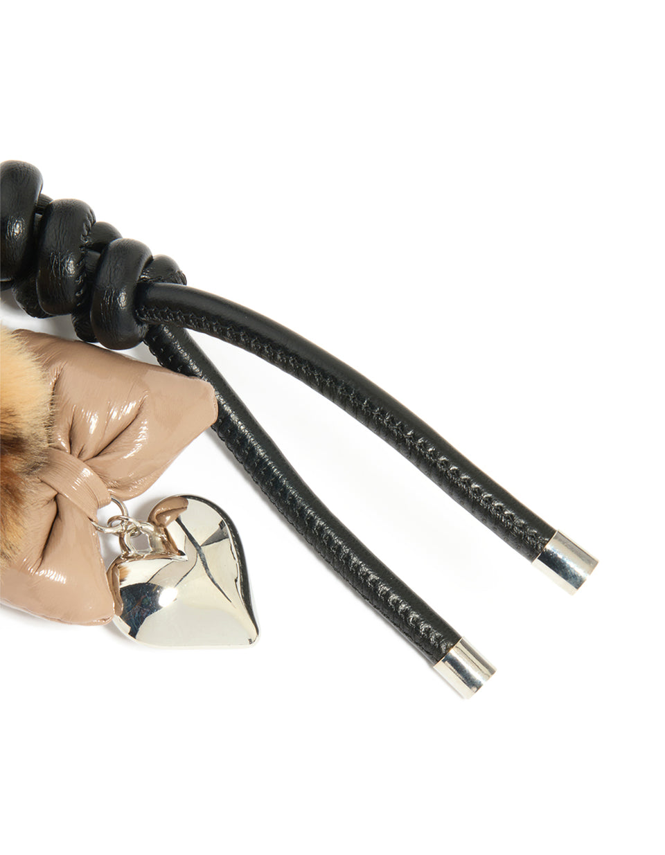 Leopard Print Fluffy Heart & PU Leather Bow Key Chain - Lovisa