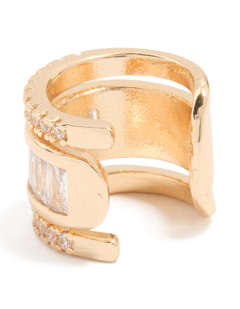 Gold Diamante Long Ear Cuff - Lovisa