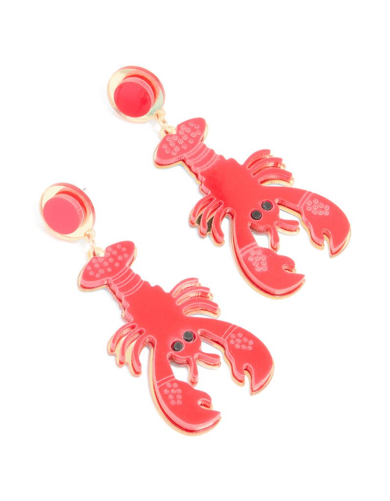 Red Acrylic Lobster Drop Earrings - Lovisa