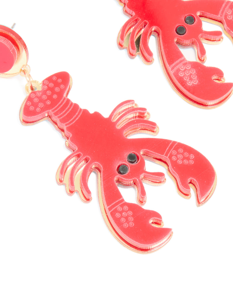Red Acrylic Lobster Drop Earrings - Lovisa