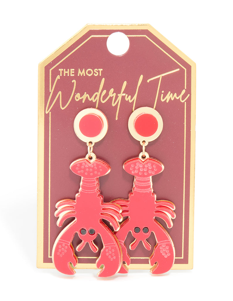 Red Acrylic Lobster Drop Earrings - Lovisa