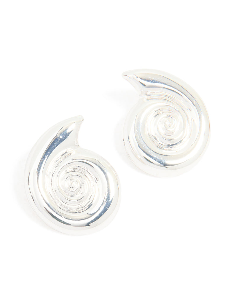 Silver Snail Swirl Stud Earrings - Lovisa