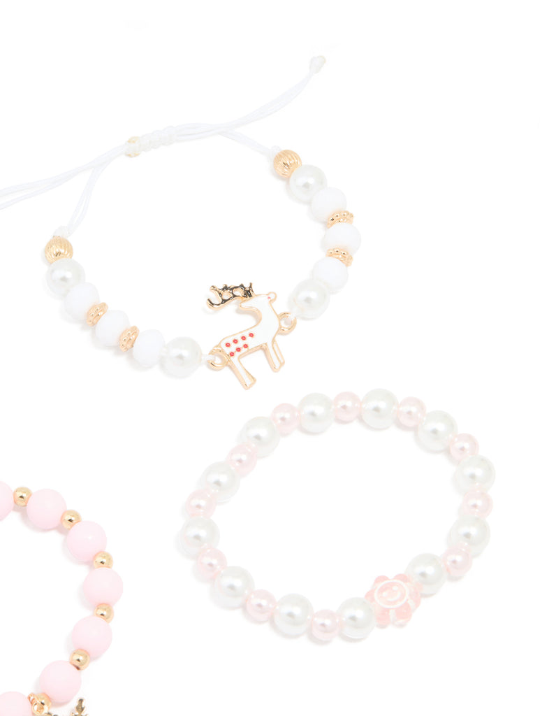 Kids Beaded Snowflake Stretch Bracelets 4-Pack - Lovisa