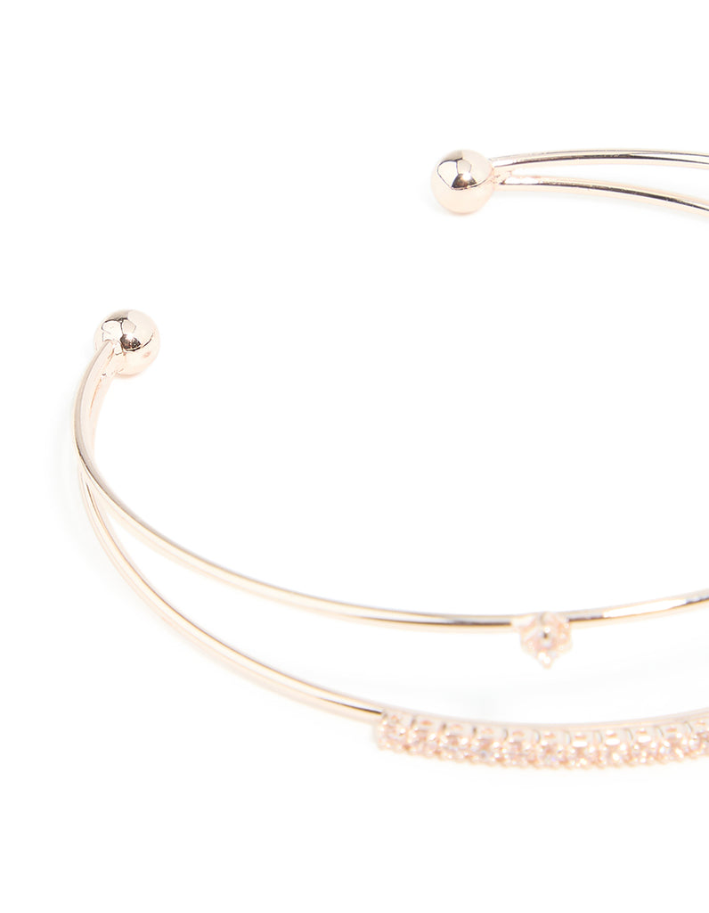 Rose Gold Plated Diamante Flower Wrist Cuff - Lovisa