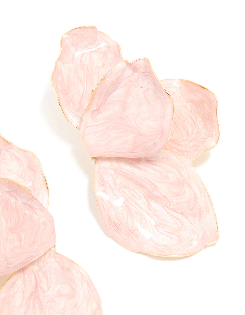 Gold Pink Enamel Organic Flower Stud Earrings - Lovisa