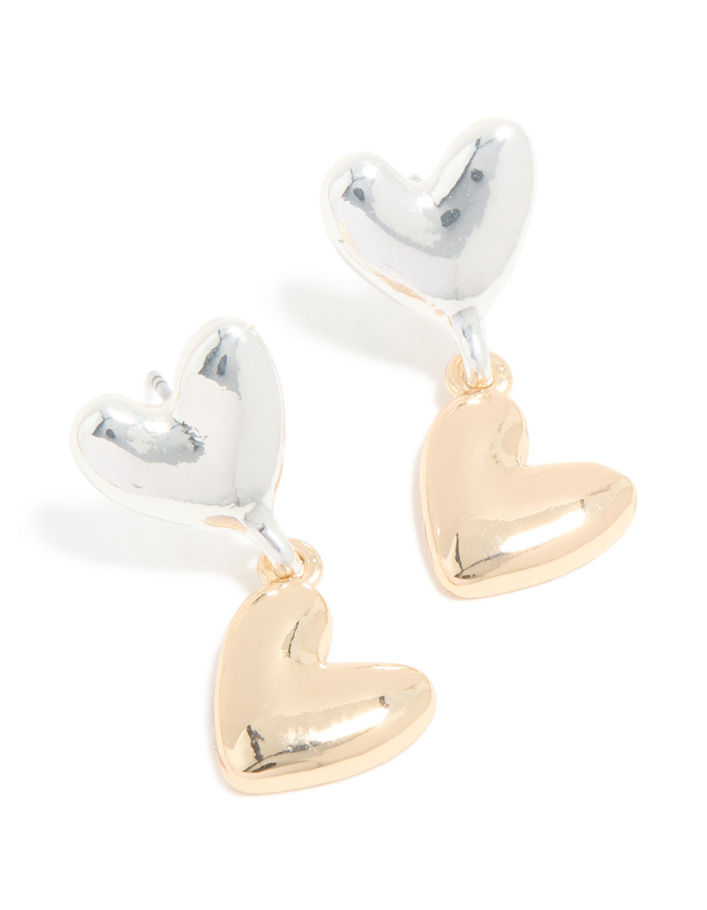 Mixed Metal Heart Drop Earrings - Lovisa