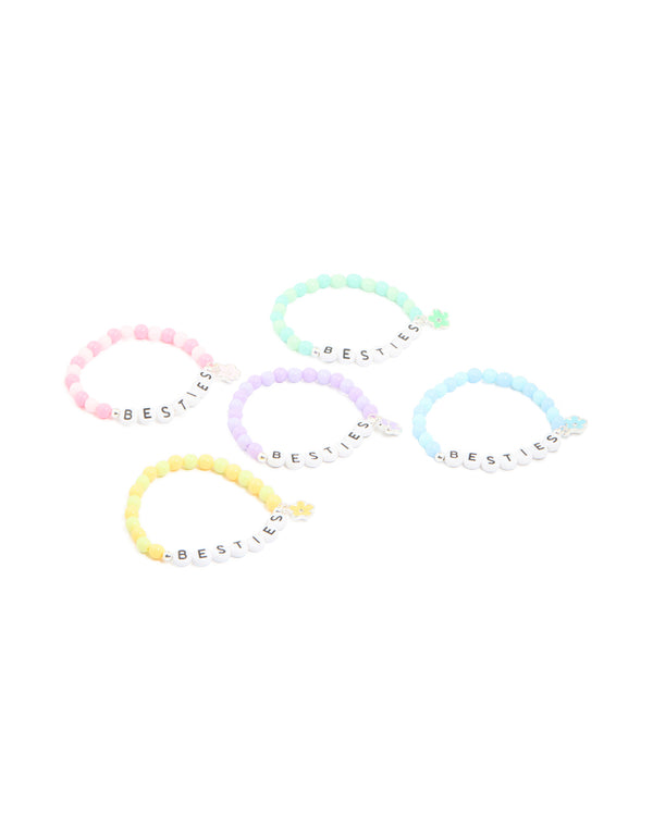 Kids Multicoloured Beaded 'Besties' Stretch Bracelets 5-Pack - Lovisa
