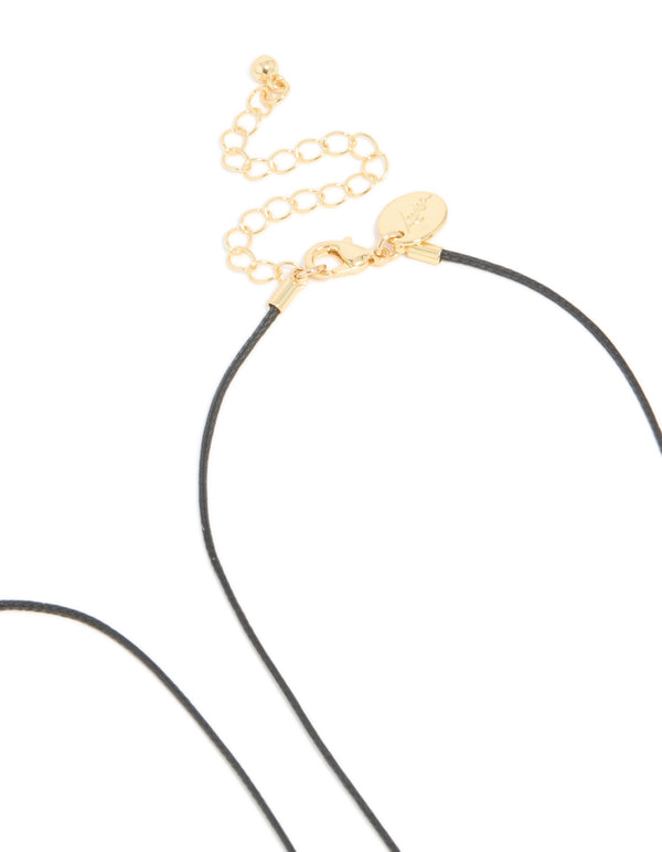 Mixed Metal Plated Organic Oval Black Cord Necklaces 2-Pack - Lovisa