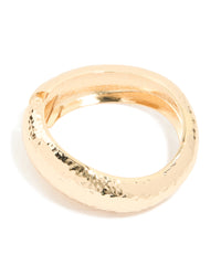 Gold Thick Hammered Wavy Bangle - Lovisa