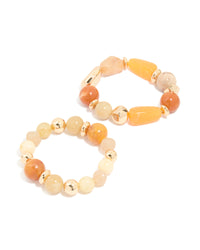 Mixed Neutral Beaded Stretch Bracelets 2-Pack - Lovisa