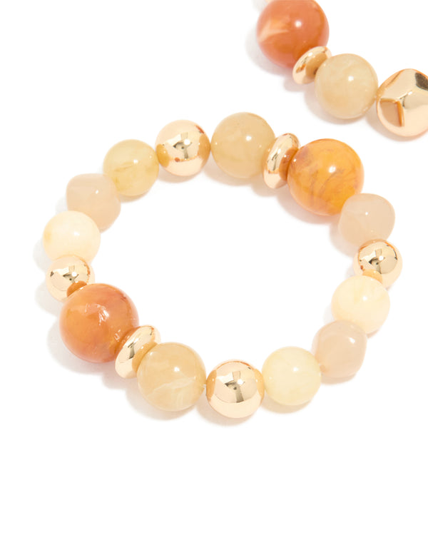 Mixed Neutral Beaded Stretch Bracelets 2-Pack - Lovisa