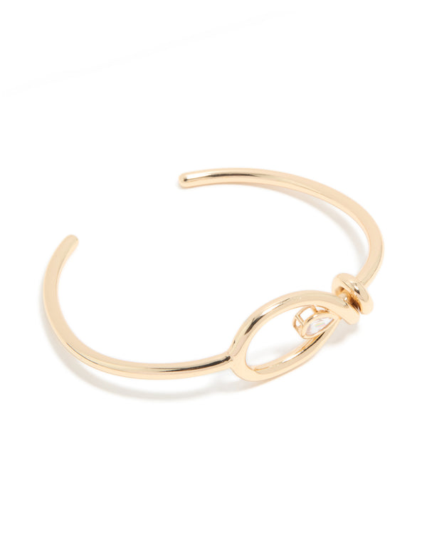 Gold Cubic Zirconia Open Wrist Cuff - Lovisa