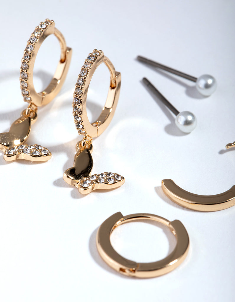 Gold Butterfly Stack Pack Earring - Lovisa