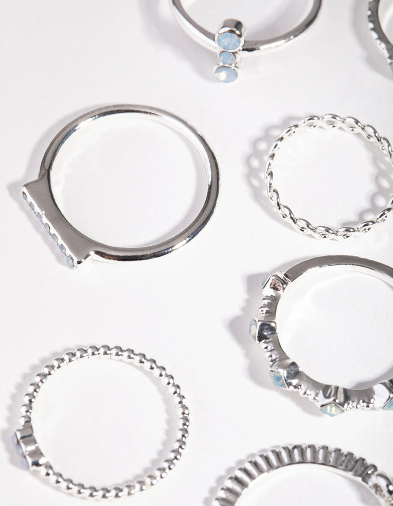 Silver Diamond Stone Rings - Lovisa