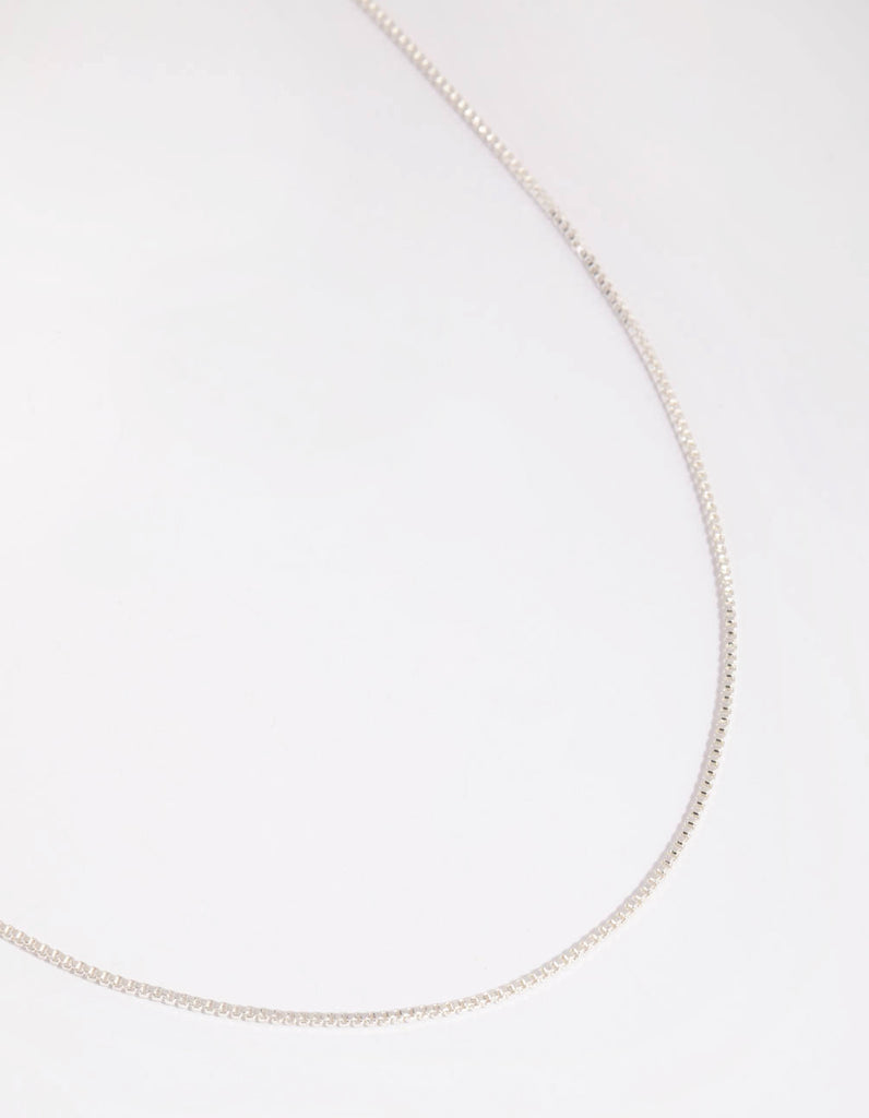 Silver Plated Long Box Chain Necklace - Lovisa