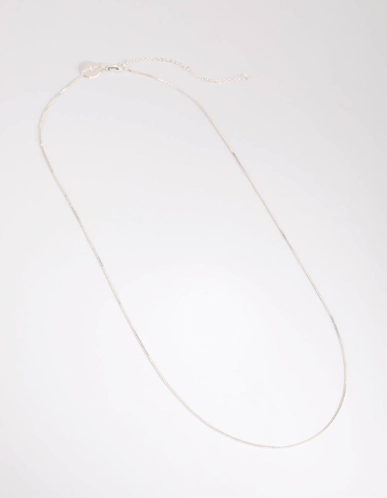 Silver Plated Long Box Chain Necklace - Lovisa