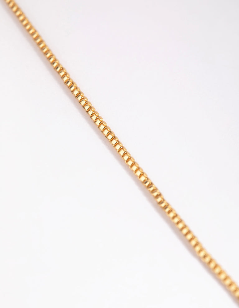 Gold Plated Long Box Chain Necklace - Lovisa
