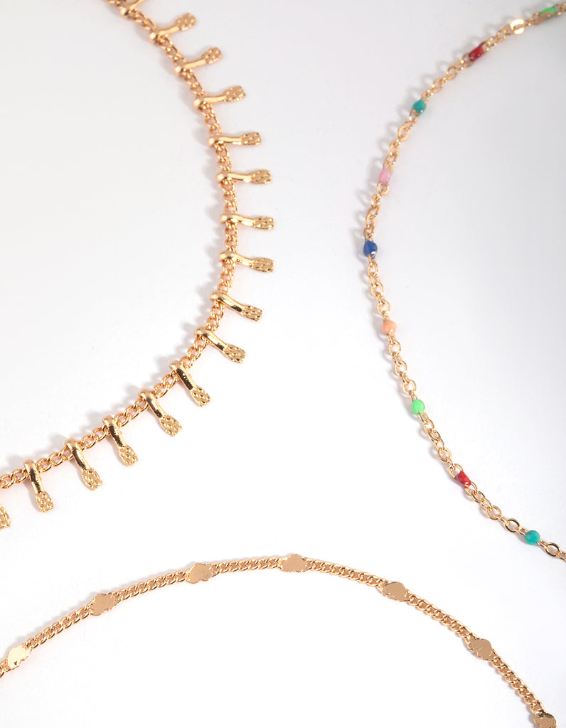 Rainbow & Heart Chain Anklet Pack - Lovisa