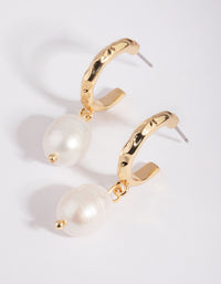 Gold Plated Hoop Earrings with Freshwater Pearls - Lovisa