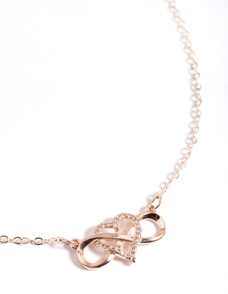 Rose Gold Heart & Infinity Necklace - Lovisa